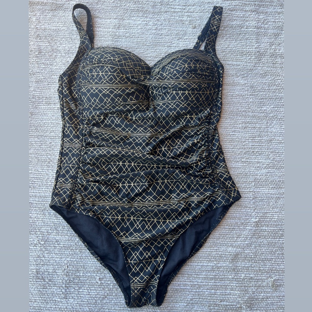 Niptuck Swim Black Gold One-Piece Swimming Suit - Gem